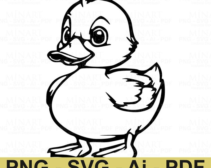Cartoon Baby Duck SVG: Duckling Cut File for Cricut, Outline, Digital ...