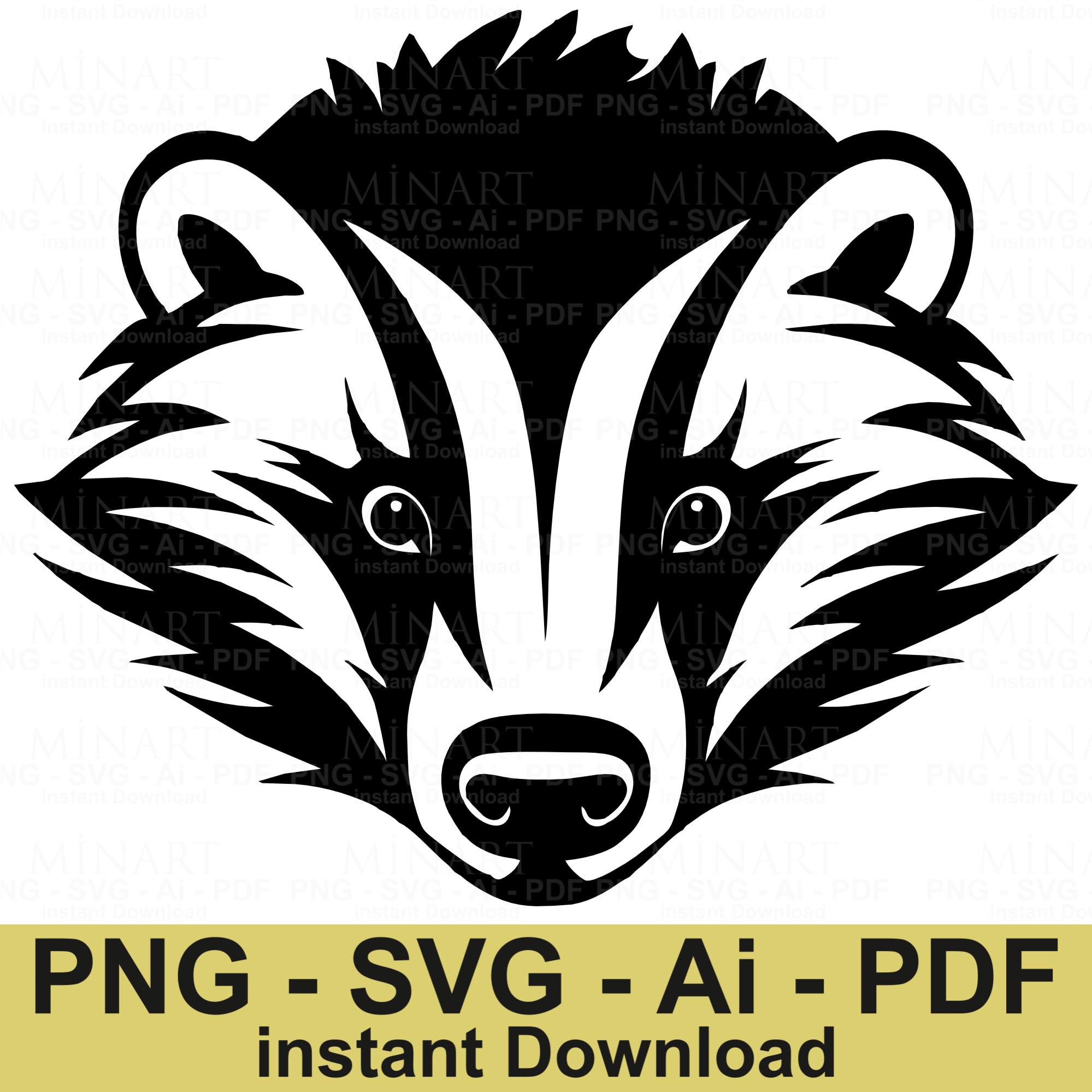 Badger Head Silhouette, Wildlife Vector Clipart (svg, Png, Ai, Pdf) - Etsy