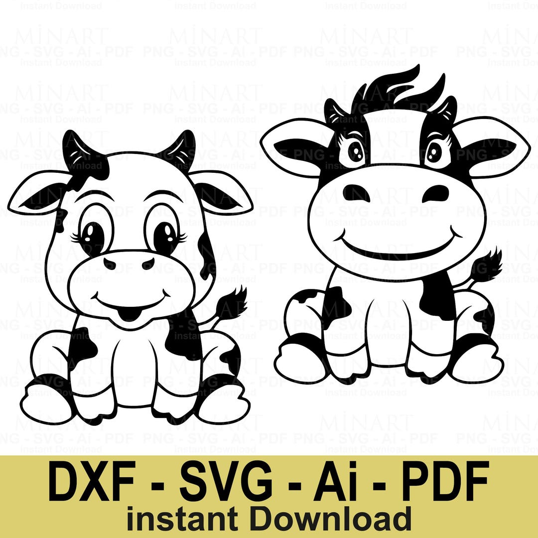 Baby Cow SVG, Cartoon Calf Clipart, Farm Animal Vector Design, Cricut ...
