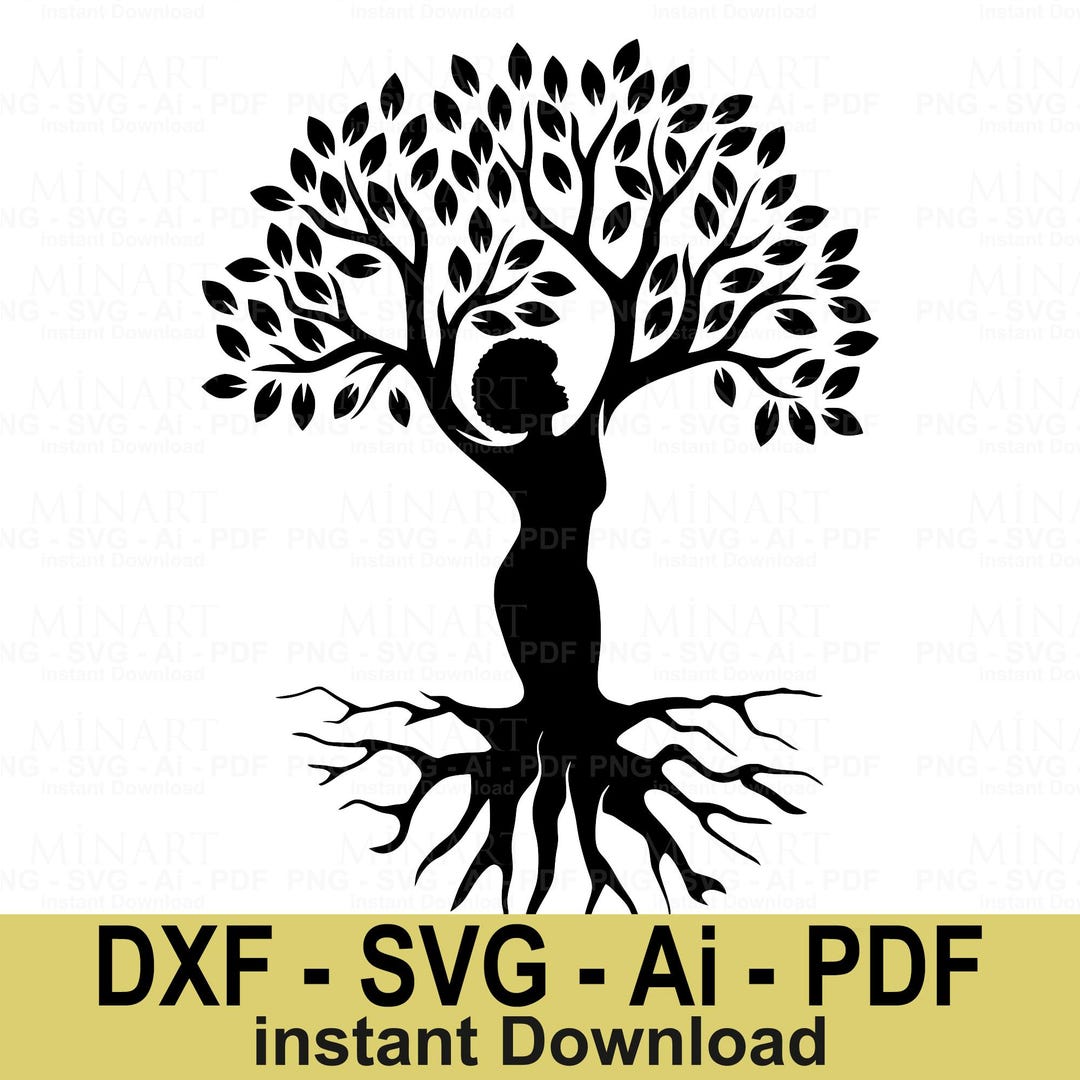 Tree of Life Woman Silhouette Svg Dxf Png Pdf, Feminine Nature Roots ...