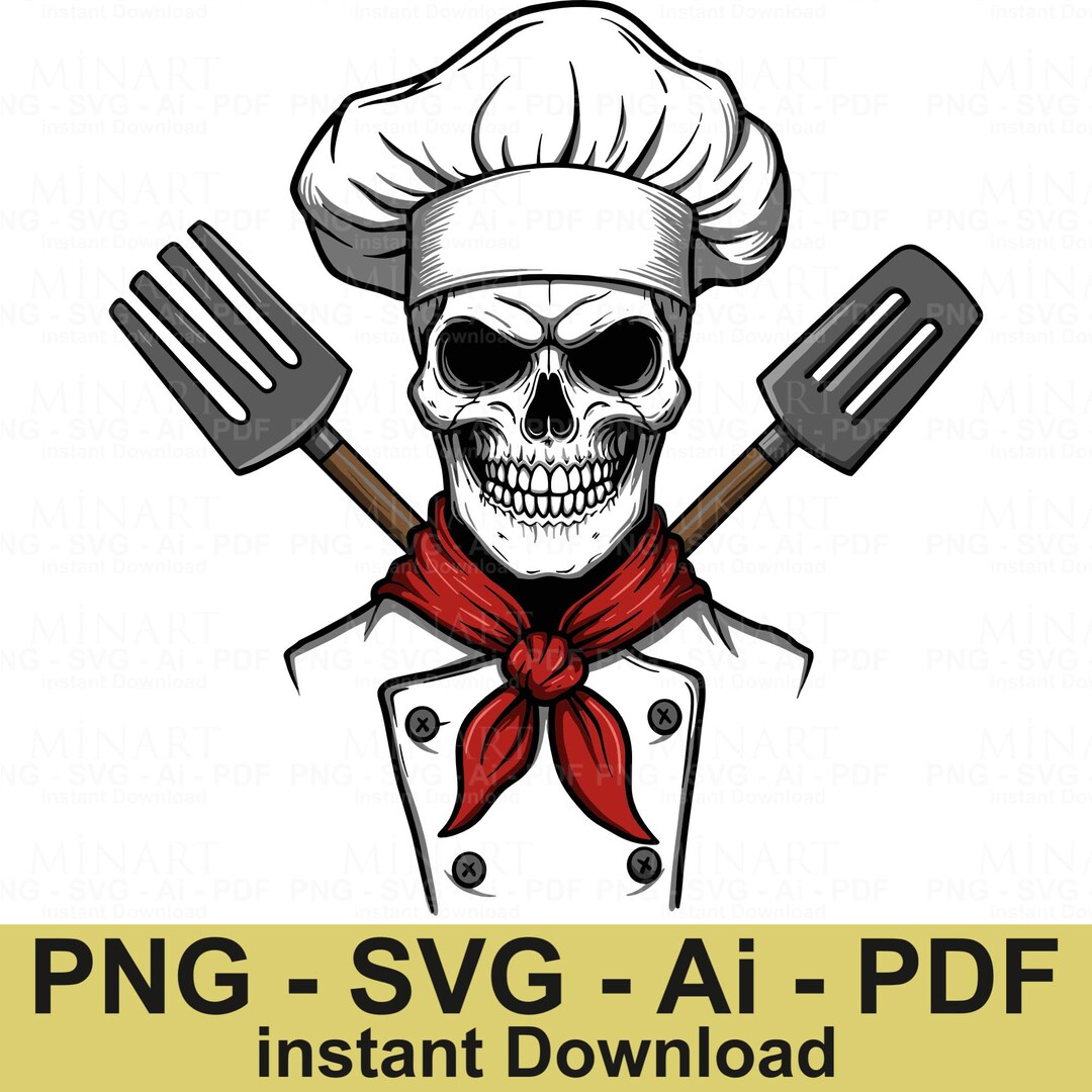 Skull Chef Svg Png, Chef Skull Clipart, Cooker Skull Svg, Cook SVG ...