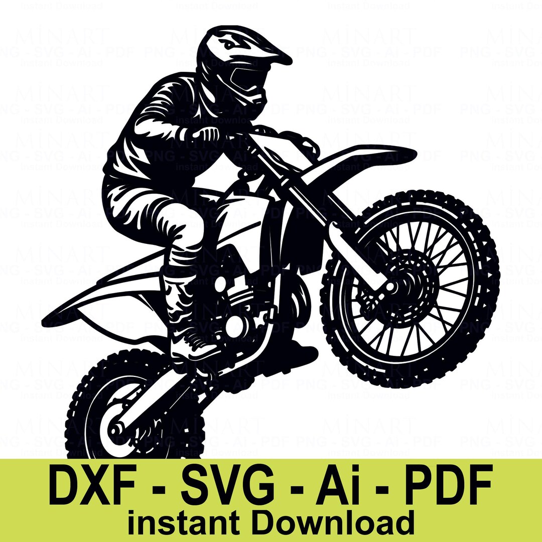 Motocross SVG, Laser Cut Ready Dirt Bike DXF Template (digital Download ...