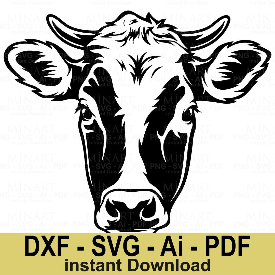 Cow Face SVG Cut File Farm Animal Digital Design for Cricut, Silhouette ...