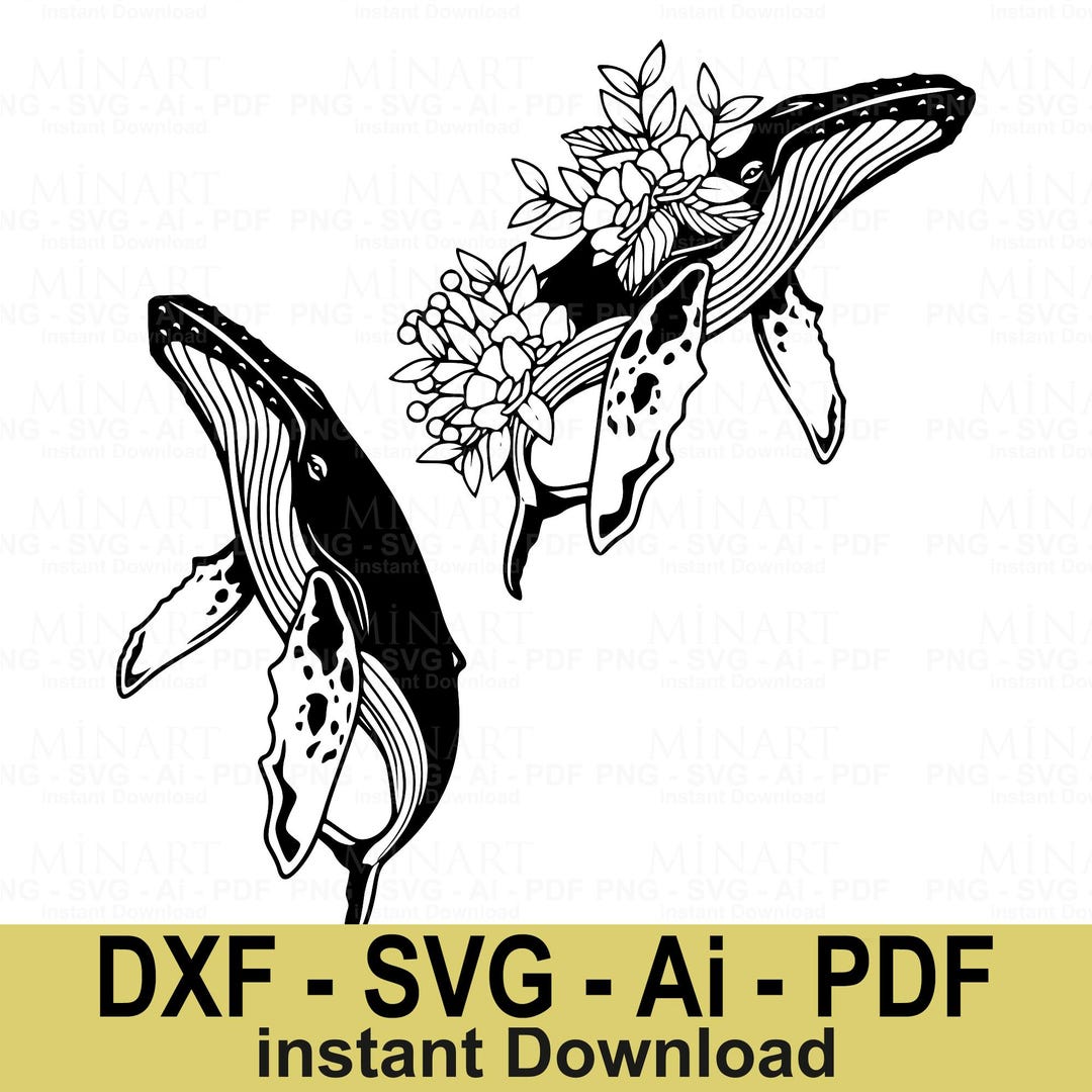 Whale Floral Svg Bundle, Ocean Animal Cricut Design, Sea Life Digital ...