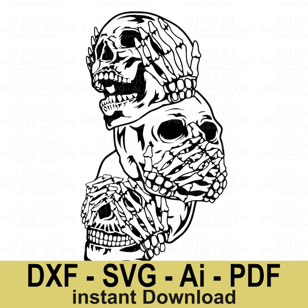 Stacked Skulls Skeleton Hands Svg Creepy Halloween Skull Digital ...