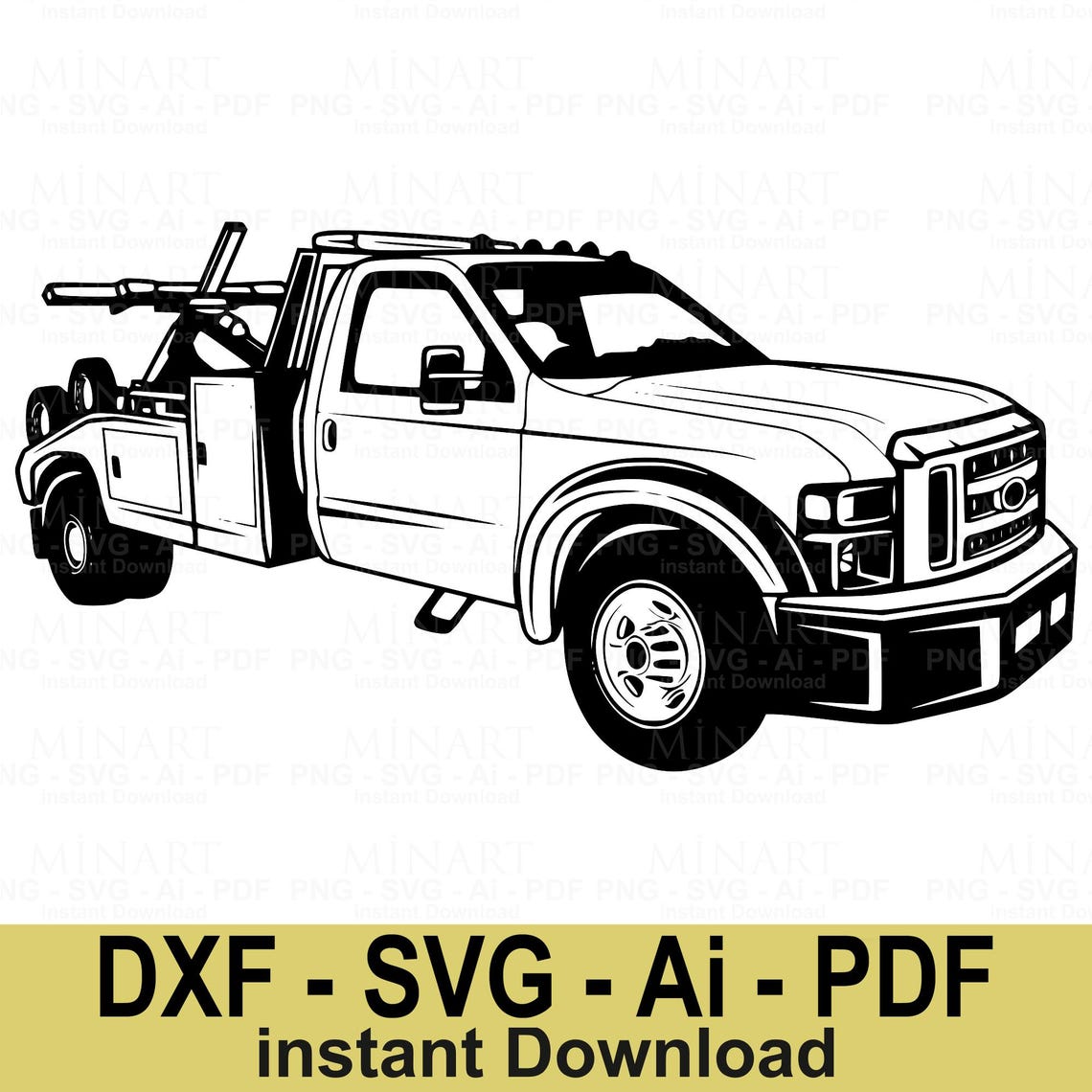Tow Truck Svg Dxf Png Pdf Digital Download Wrecker Truck Vector Clipart ...