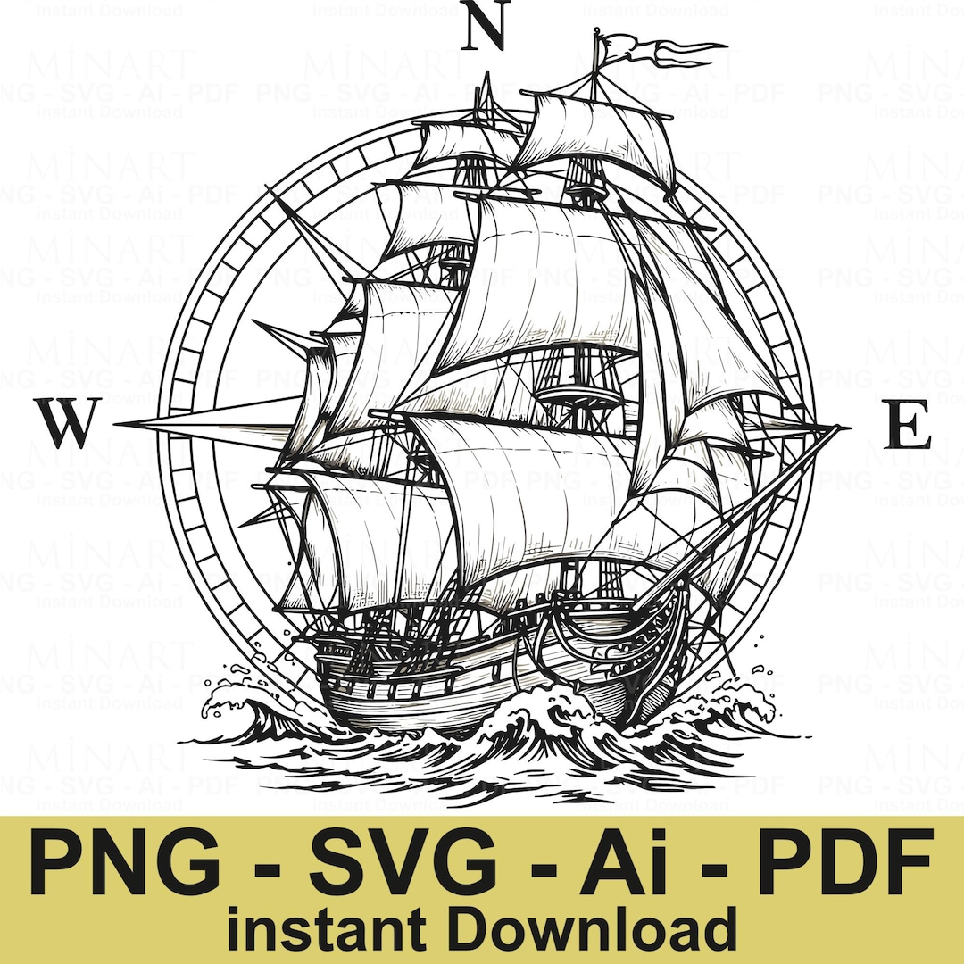 Ship Compass Svg , Ship Svg , Boat Svg , Compass Svg , Nautical Svg ...