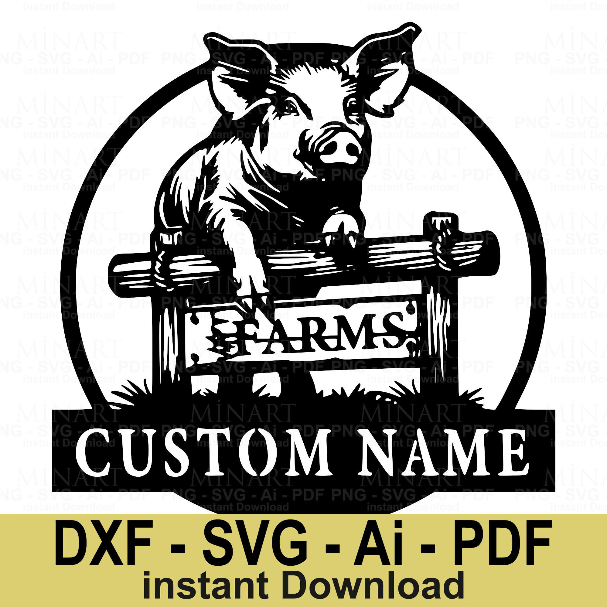 Placa personalizada com nome de porco para fazenda, arquivo para corte ...