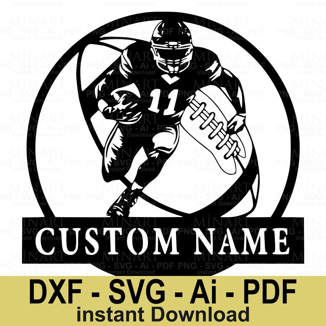 Custom Name Football Player Wall Art, Laser Cut File (digital Download ...