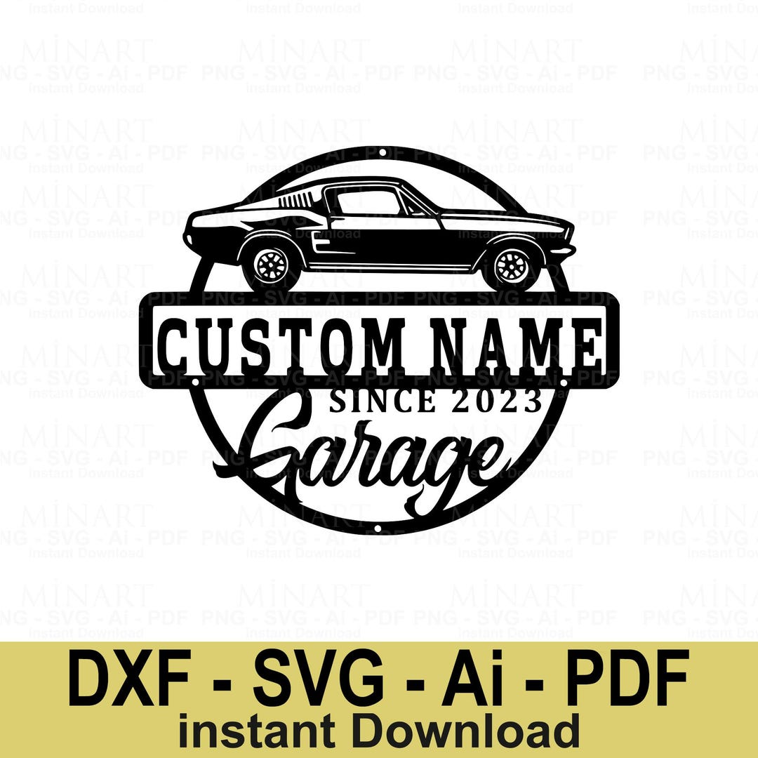 Vintage Car Garage Sign Laser Cut DXF File Digital Download, Custom ...