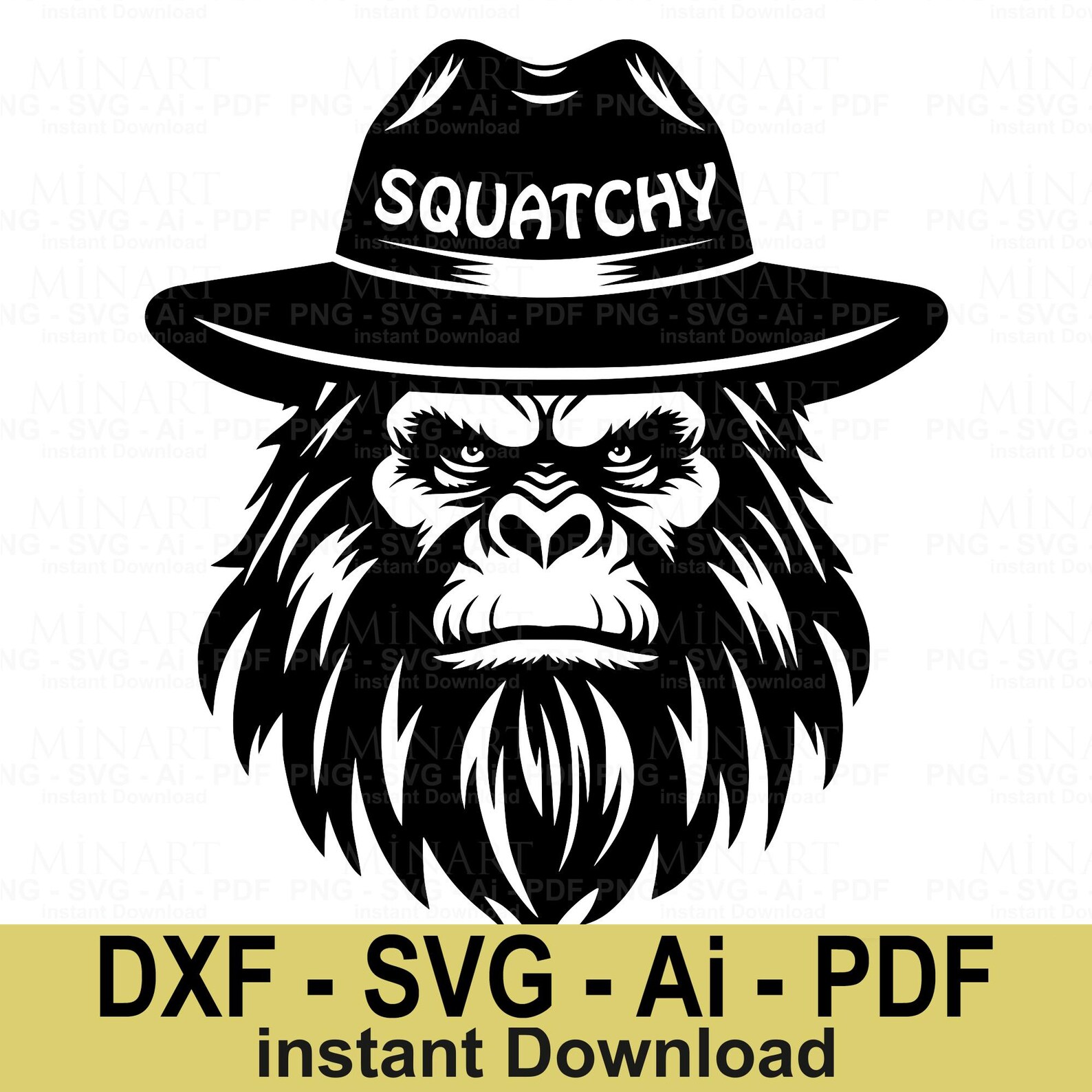 Bigfoot Sasquatch Svg Dxf Png Pdf Digital File, Squatchy Hat Design ...