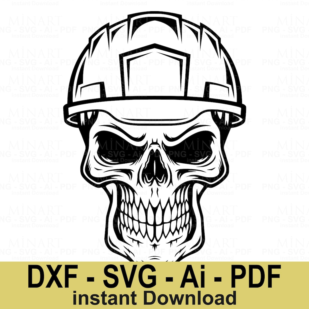 Construction Skull Svg Dxf Png Pdf Digital Download, Hard Hat Skull ...