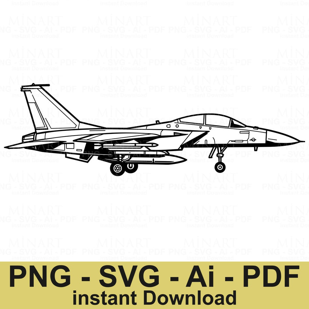 Fighter Jet SVG Military Aircraft Clipart Warplane Silhouette Digital ...