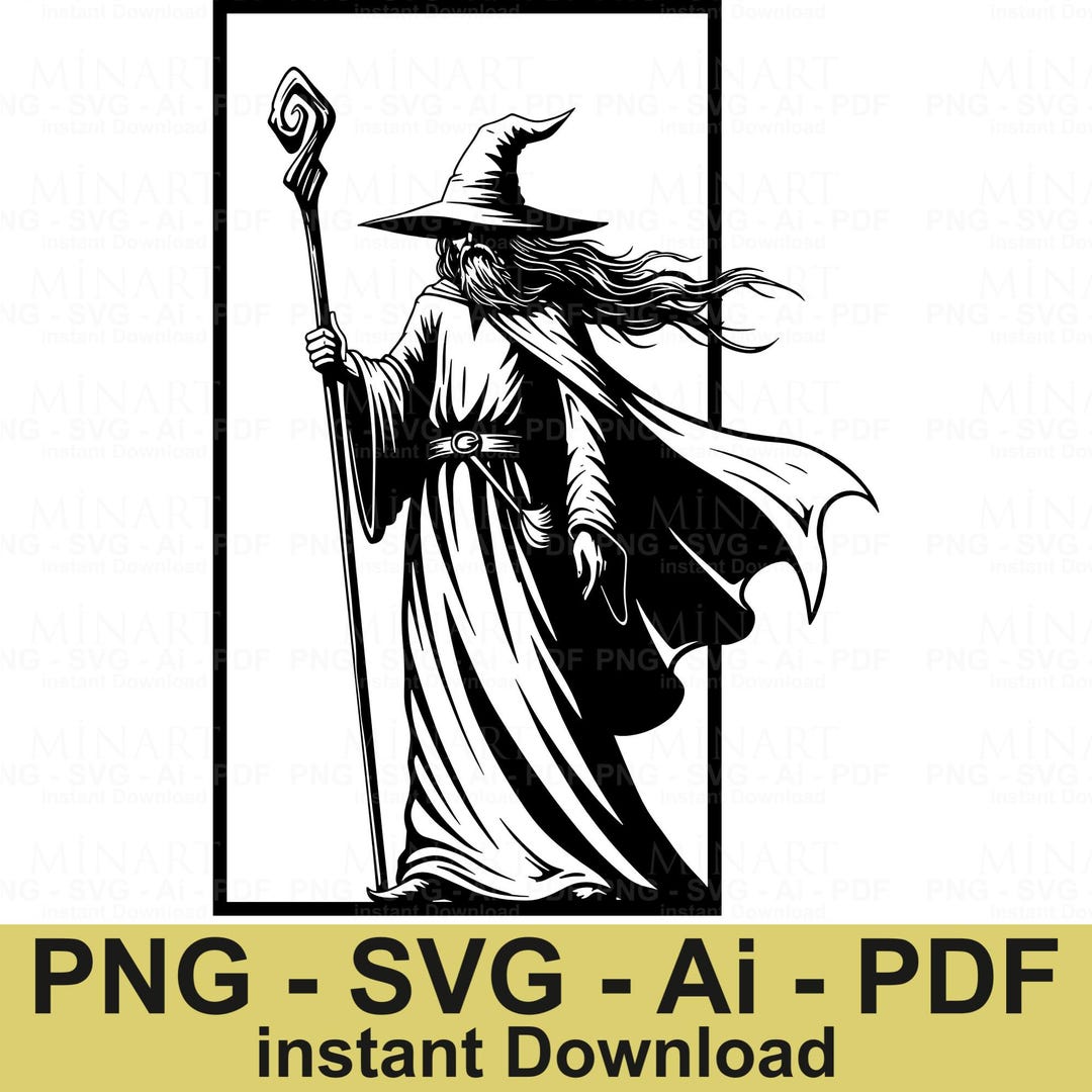 Silhueta de Mago em SVG, Clipart de Mago Fantástico (Download Digital ...