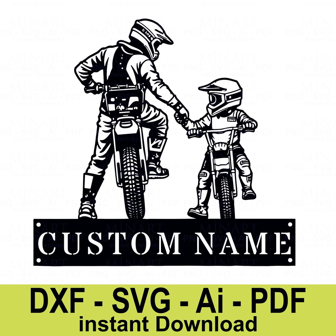 Motocross Father Son SVG, Laser Cut File, Biker DXF (digital Download ...