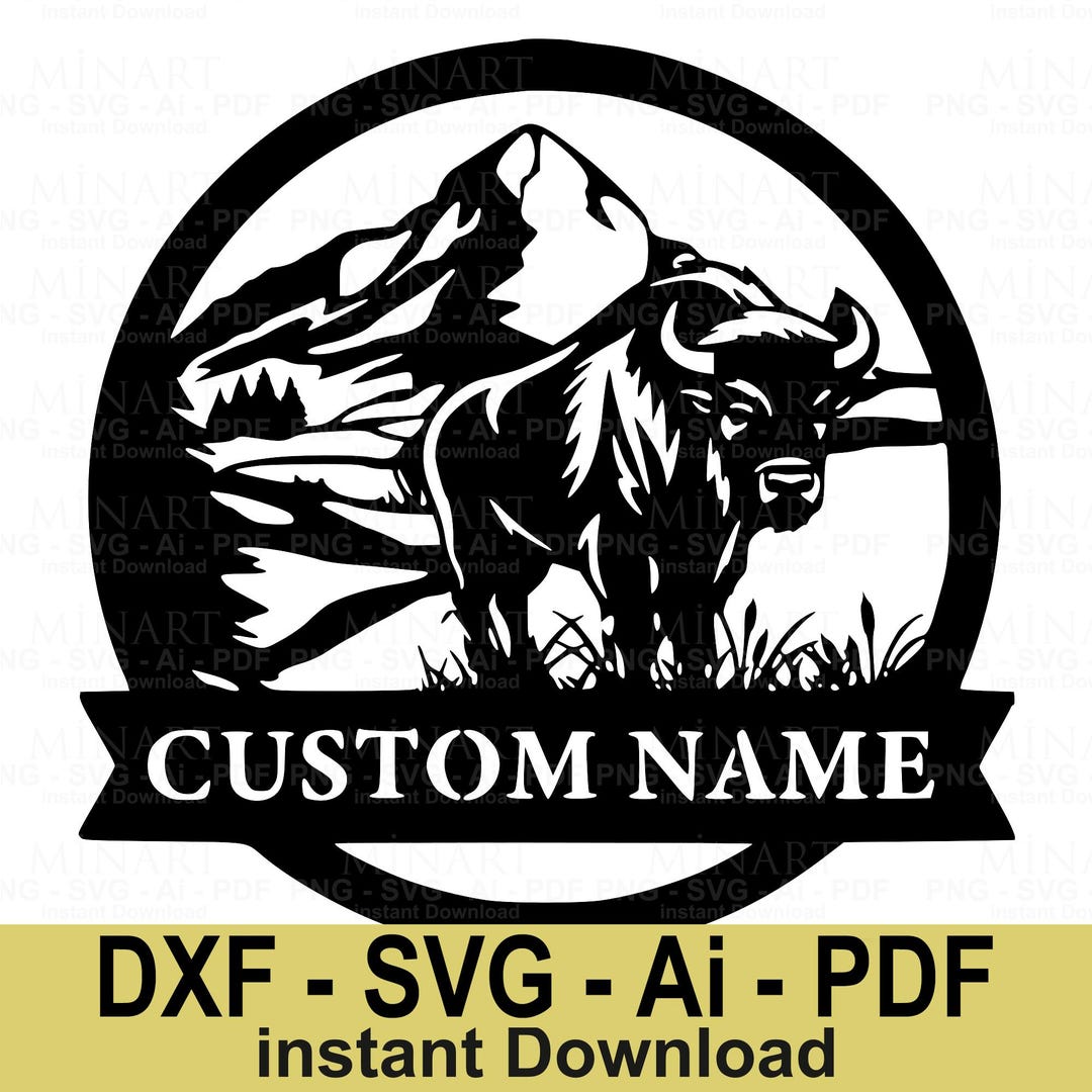 Custom Name Wildlife Mountain Scene, Laser Cut File (DXF, SVG, PDF) - Etsy