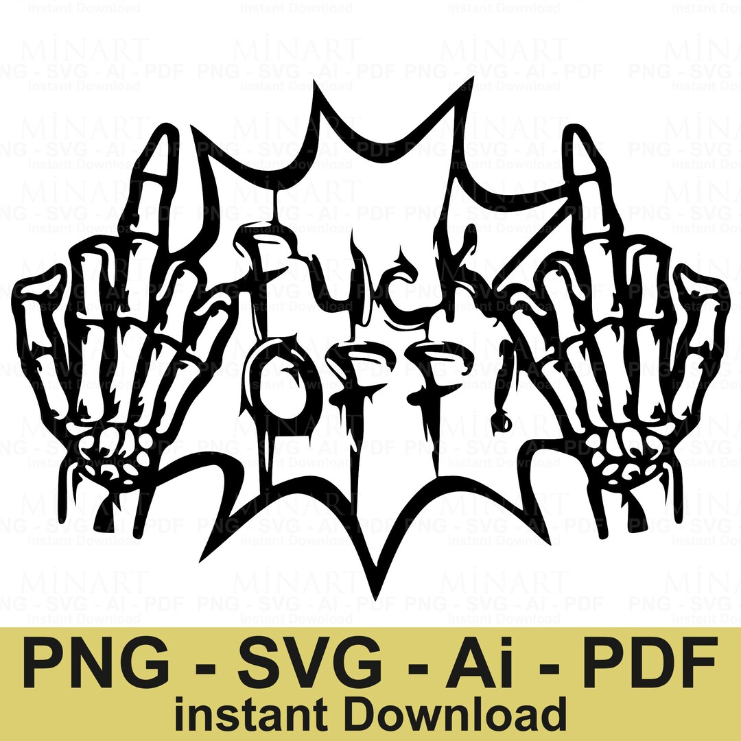 Skeleton Middle Finger SVG, Funny Offensive Hand Gesture (digital ...