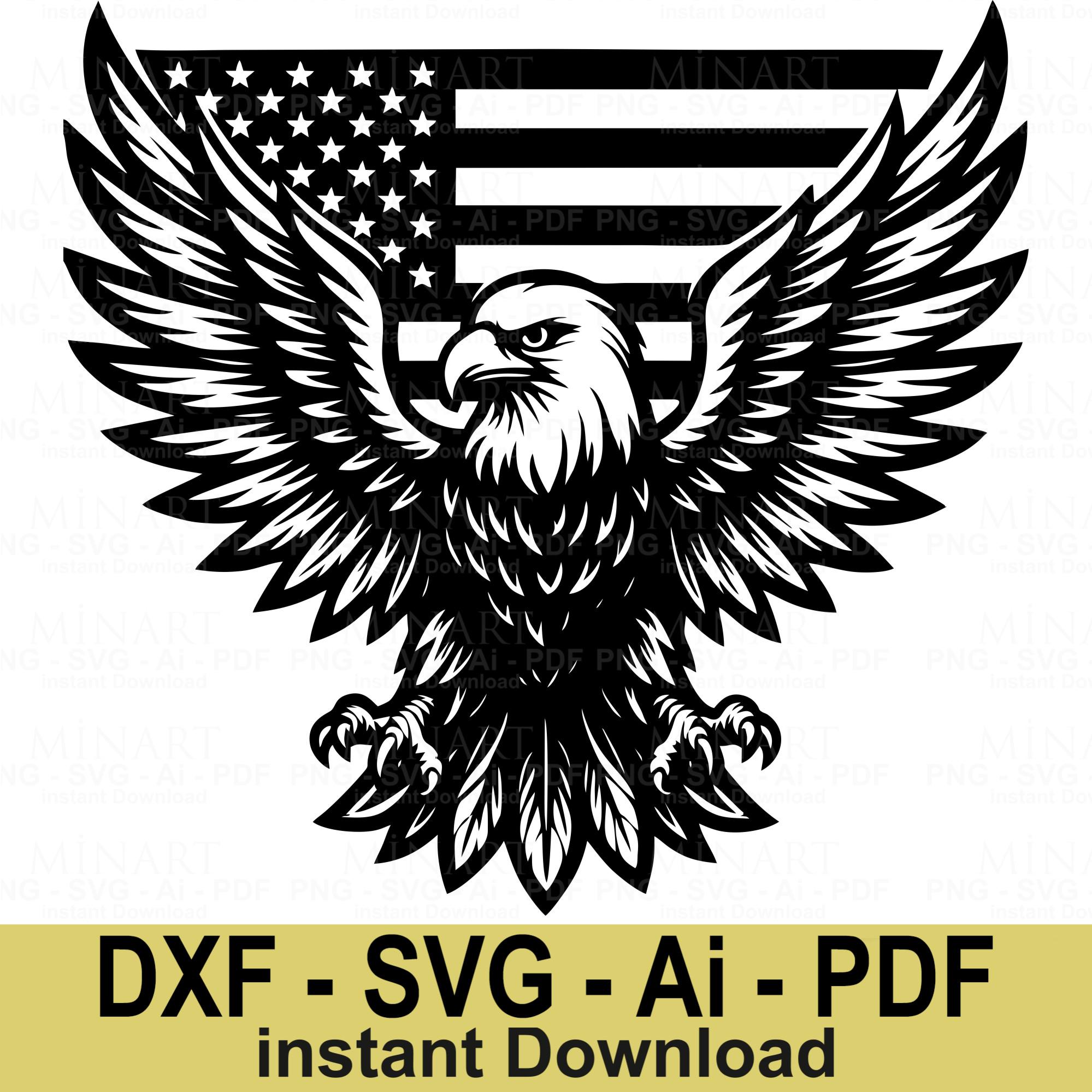 American Bald Eagle SVG Dxf Ai Pdf With USA Flag Patriotic Design for ...