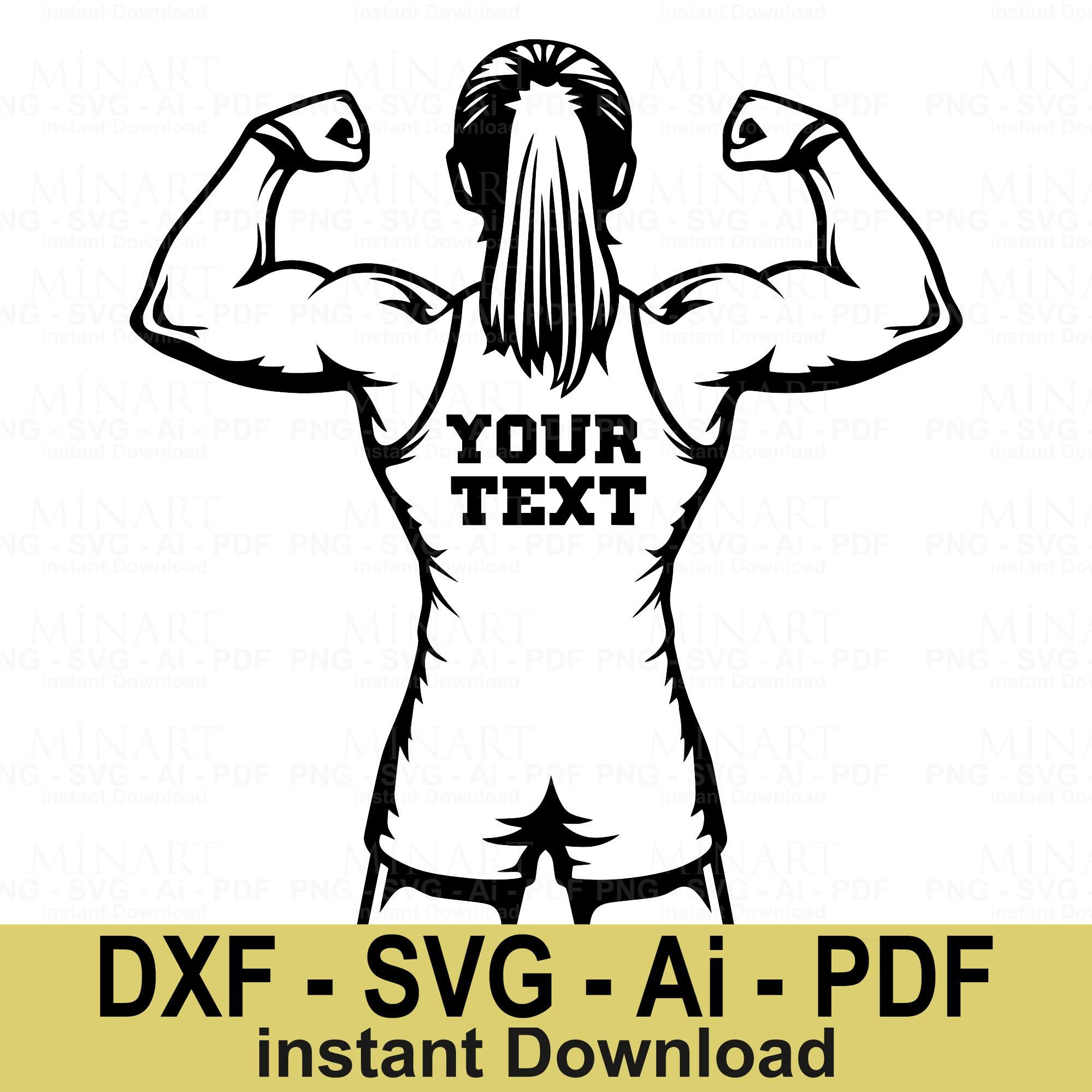 Strong Woman Fitness Svg, Muscle Girl Silhouette Cut File, Workout Tank ...