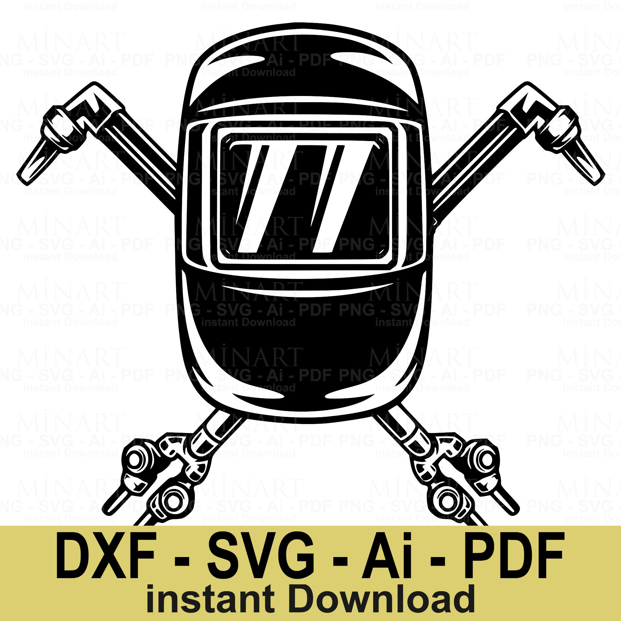 Welding Helmet Crossed Torch Svg Dxf Png Pdf Digital Download, Welder ...