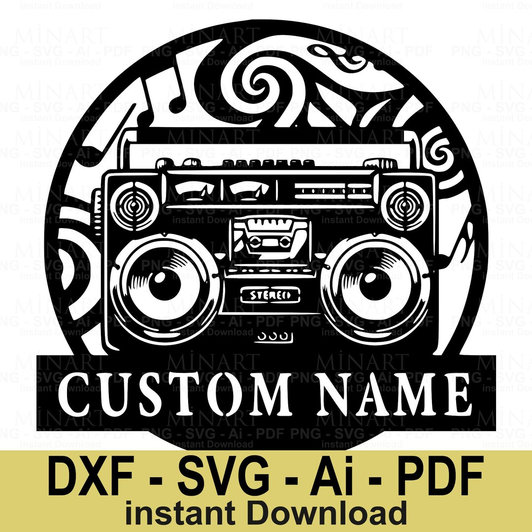 Retro Boombox Custom Name Wall Decor, Laser Cut File (digital Download ...