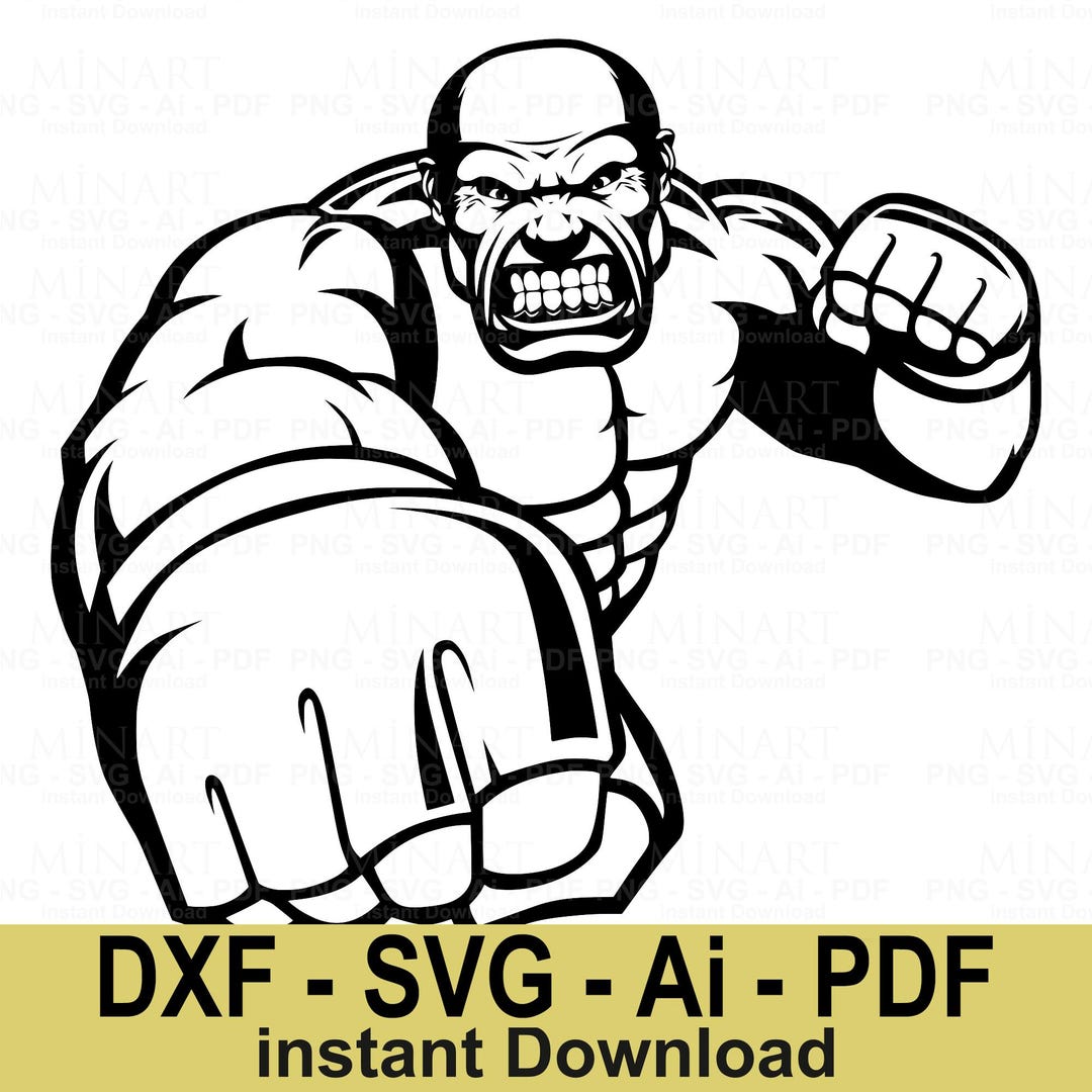 Aggressive Fighter Punch Svg Dxf Png Pdf - Digital Download Vector ...