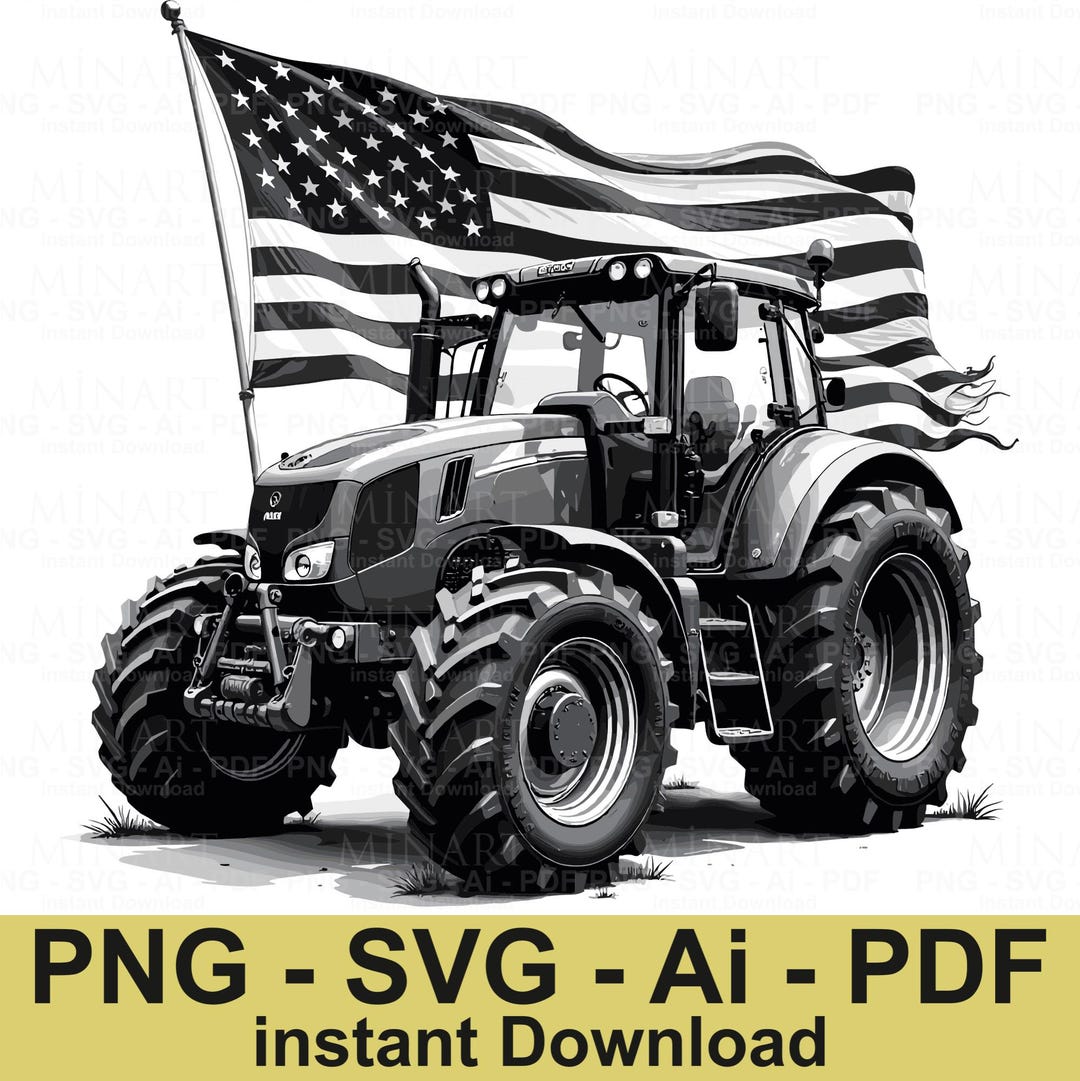 Bold American Tractor SVG PNG, Patriotic Farm Tractor With USA Flag ...