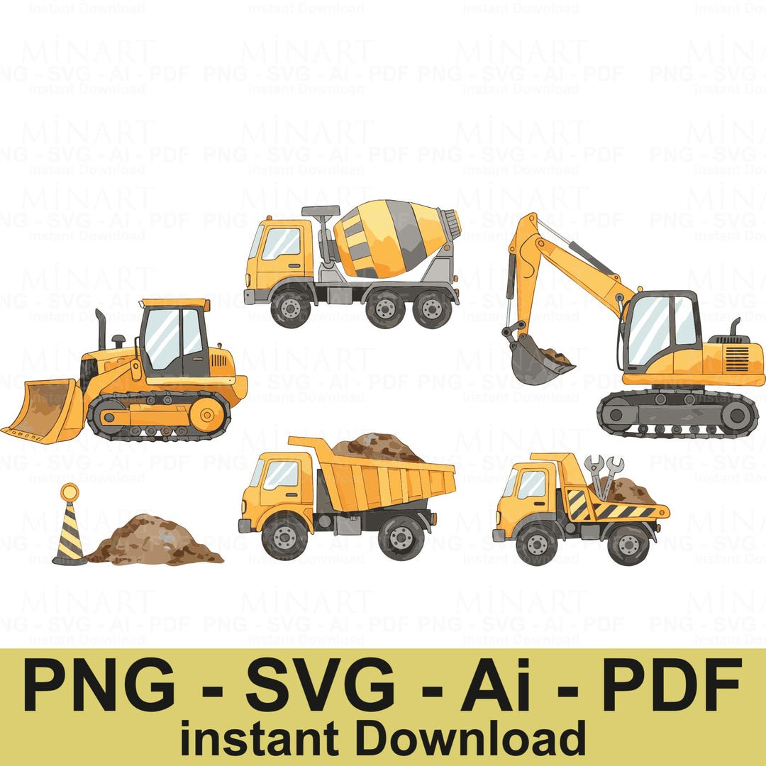 Construction Vehicles Png , Watercolor Clipart , Bulldozer , Cement ...