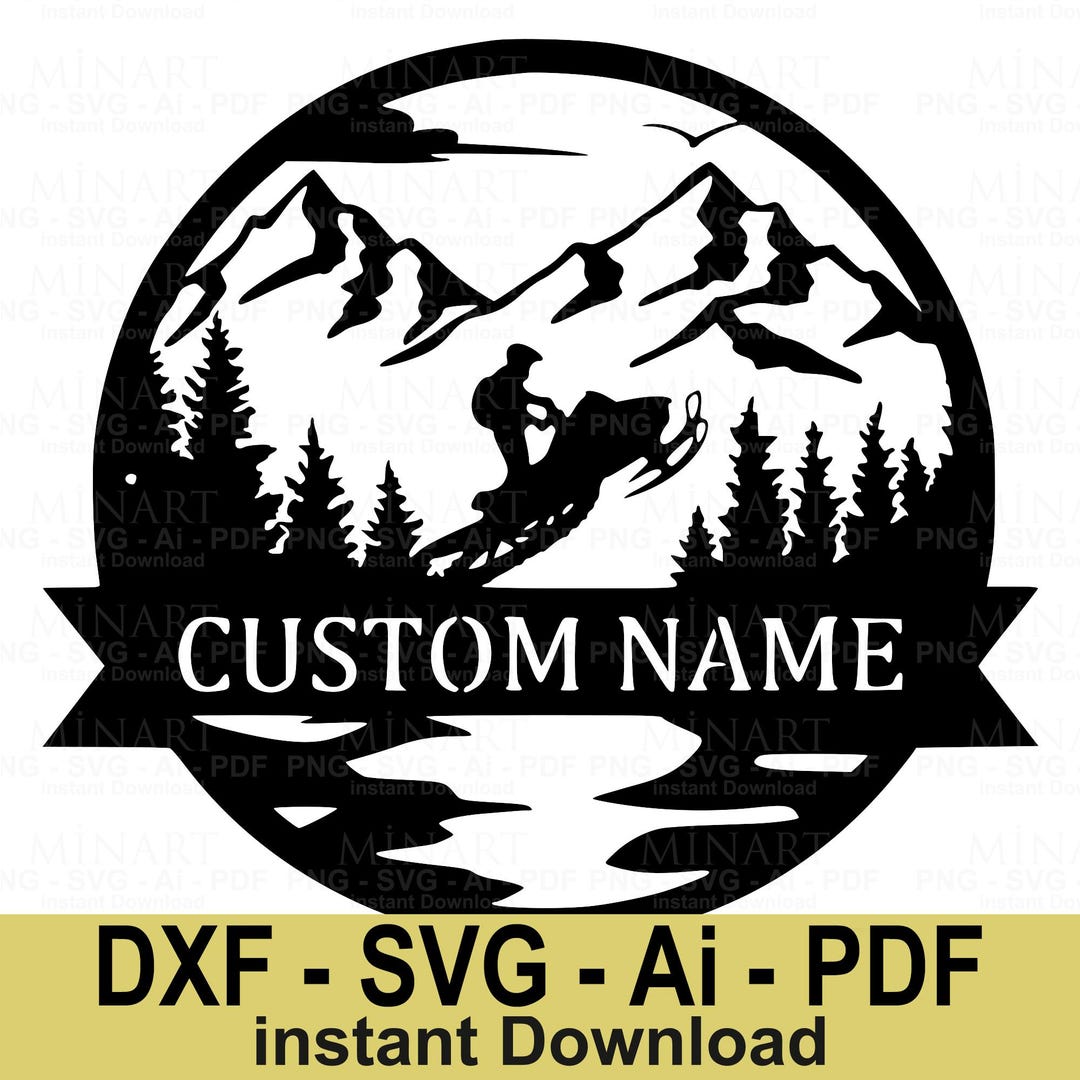 Snowmobile Mountain Scene Laser Cut File, Rustic Wall Decor (digital ...