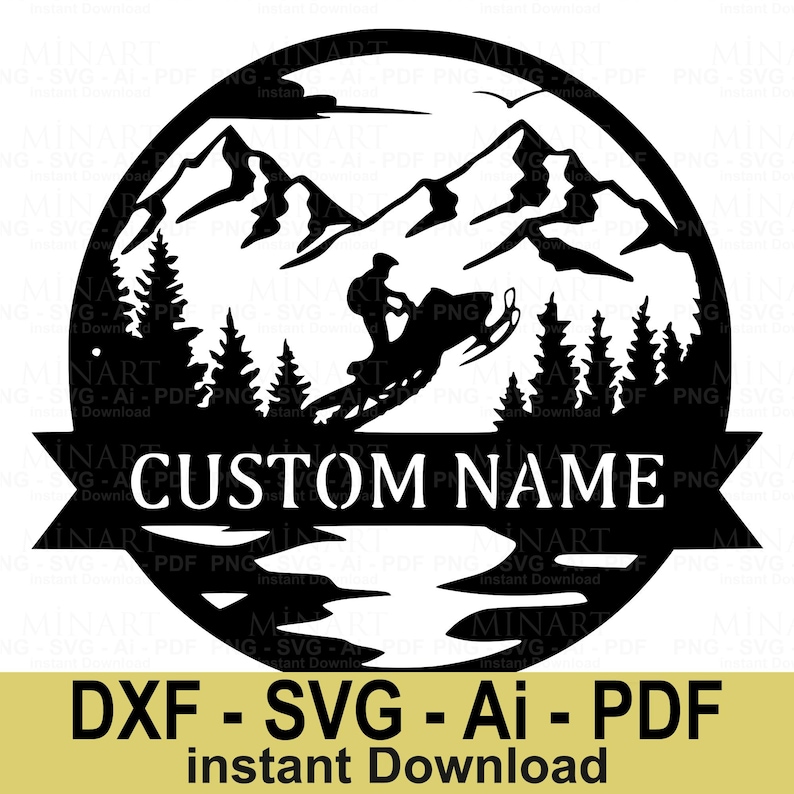 Snowmobile Mountain Scene Laser Cut File, Rustic Wall Decor (digital ...