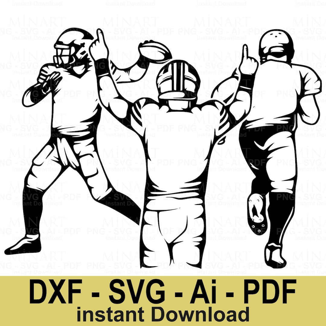 American Football Player SVG Bundle, Quarterback Touchdown Celebration ...