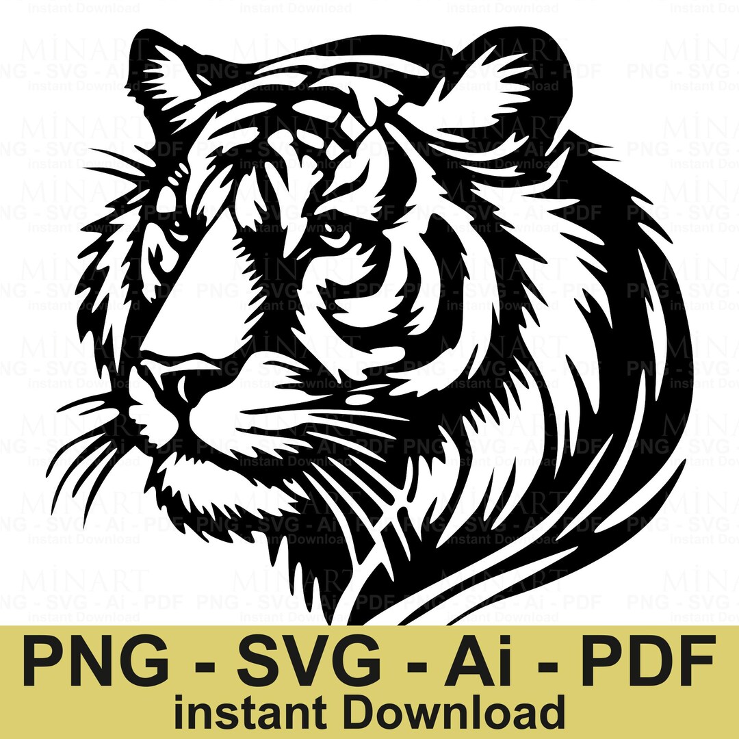 Tiger Head Svg Png Dxf Cut File Wild Animal Tribal Art Digital Download ...