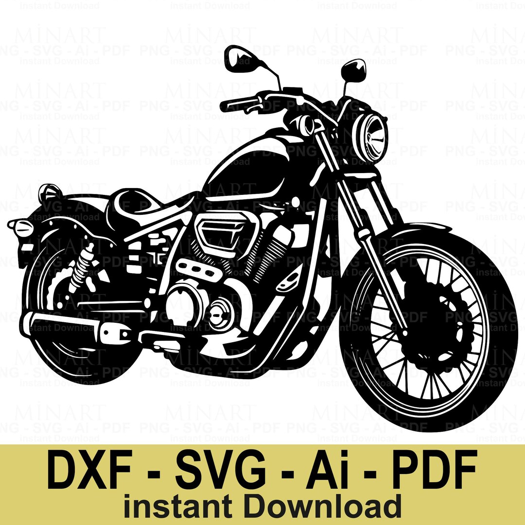 Vintage Motorcycle Svg Dxf Png Pdf Digital Download Retro Biker Clipart ...