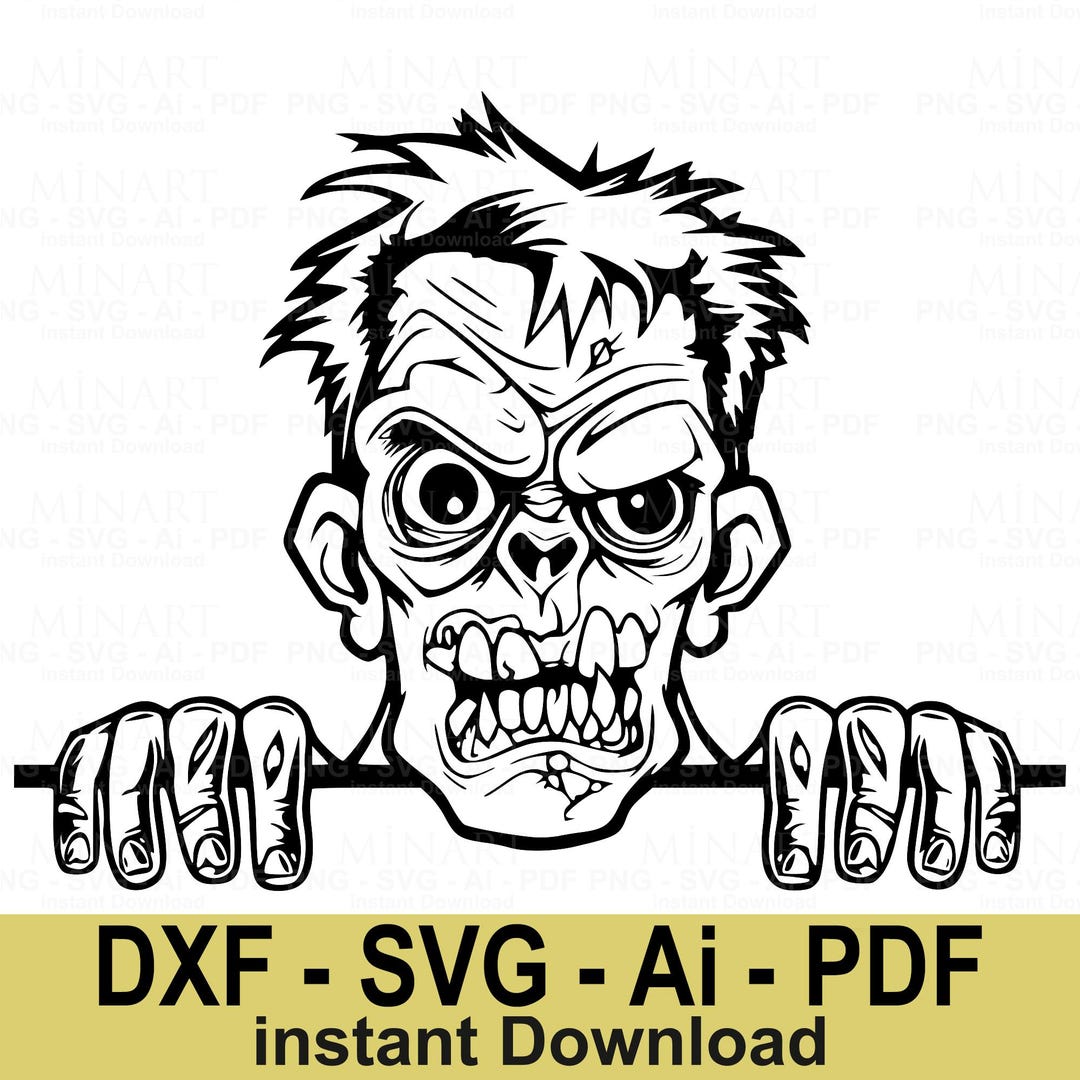 Creepy Zombie Face Svg Dxf Png Pdf Digital Download, Horror Halloween ...