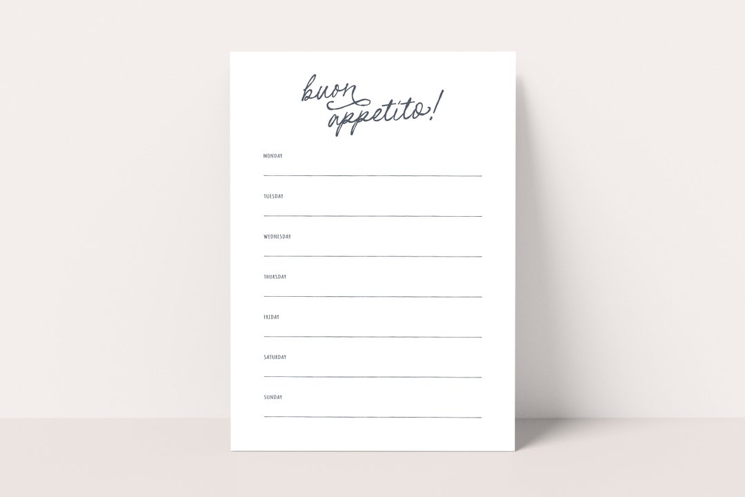 Buon Appetito Family Meal Plan Template, Italian Meal Prep Template ...