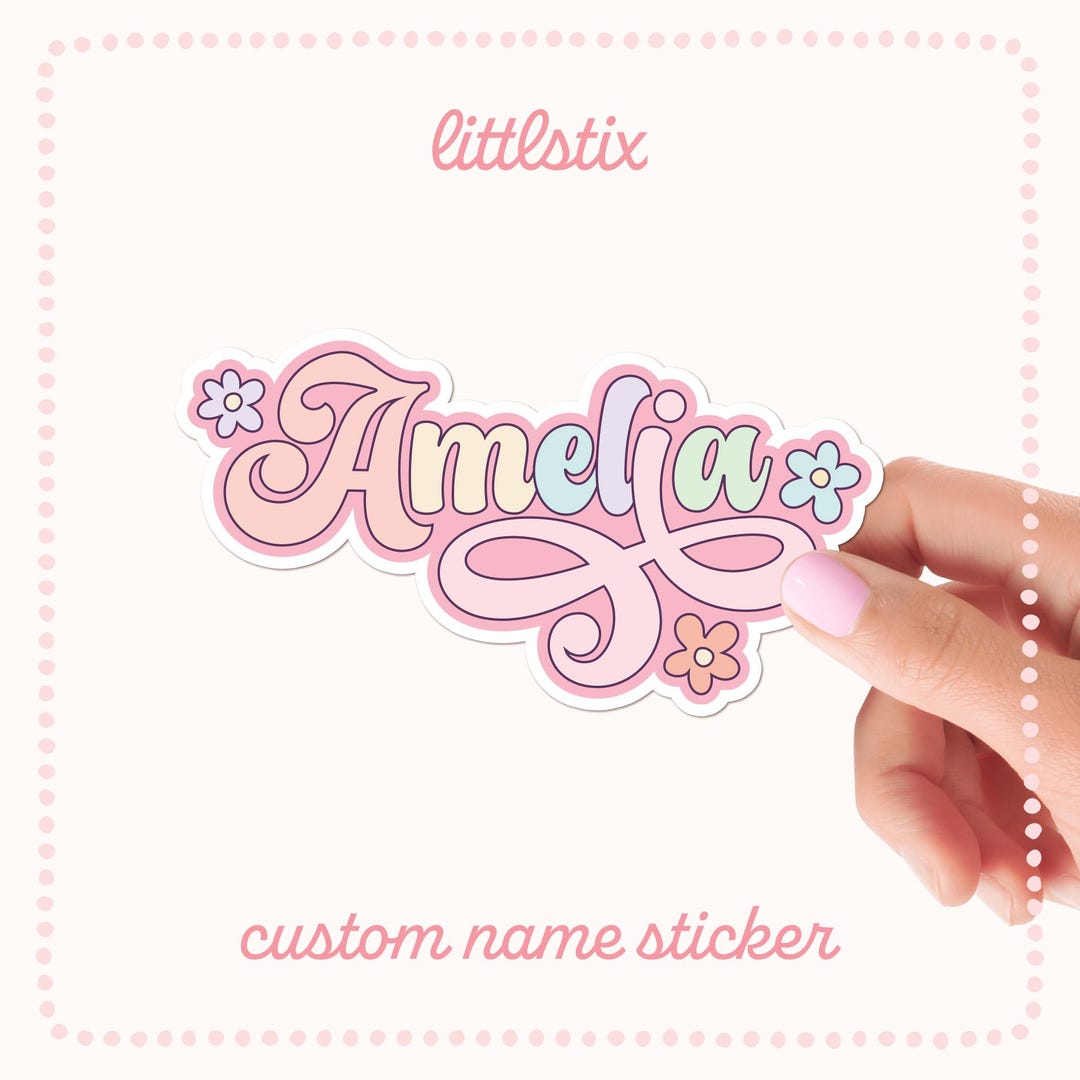 Kids Name Labels, Name Decal Sticker, Custom Word Sticker, Water Bottle ...
