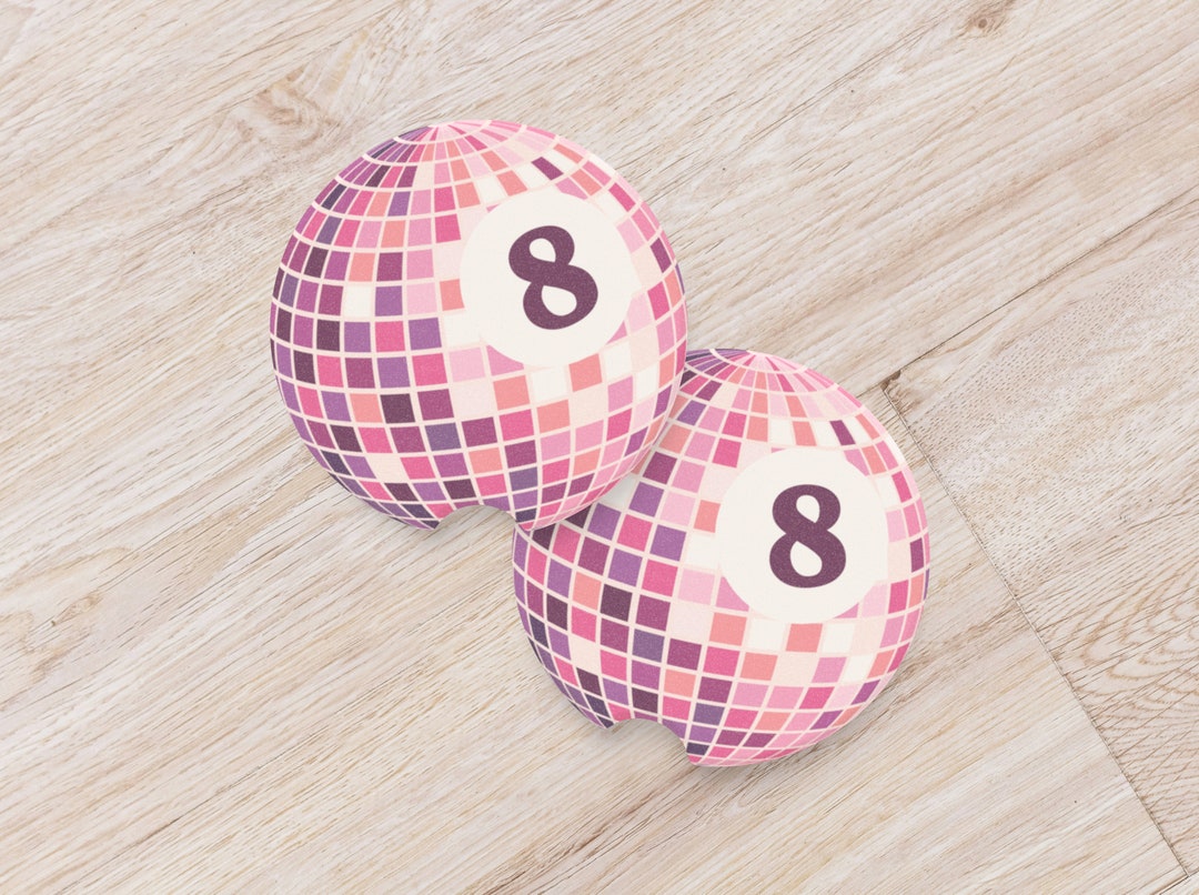 Pink Disco Ball Eight Ball Soapstone Car Coaster, Pink Mirrored Ball ...