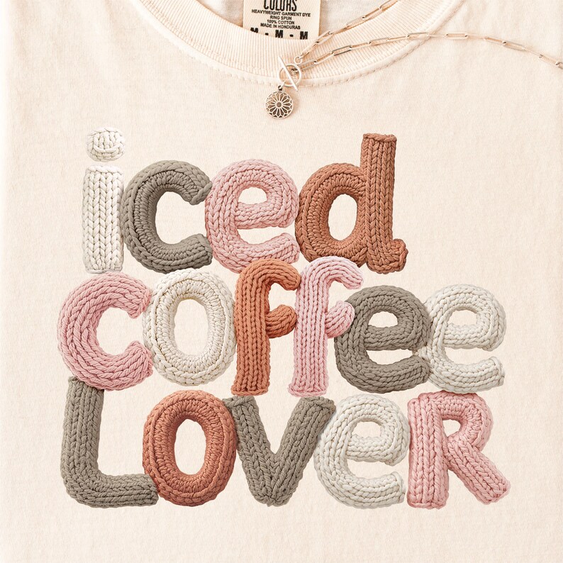 Iced Coffee Lover PNG - Cozy Knitted Faux Yarn PNG - Etsy