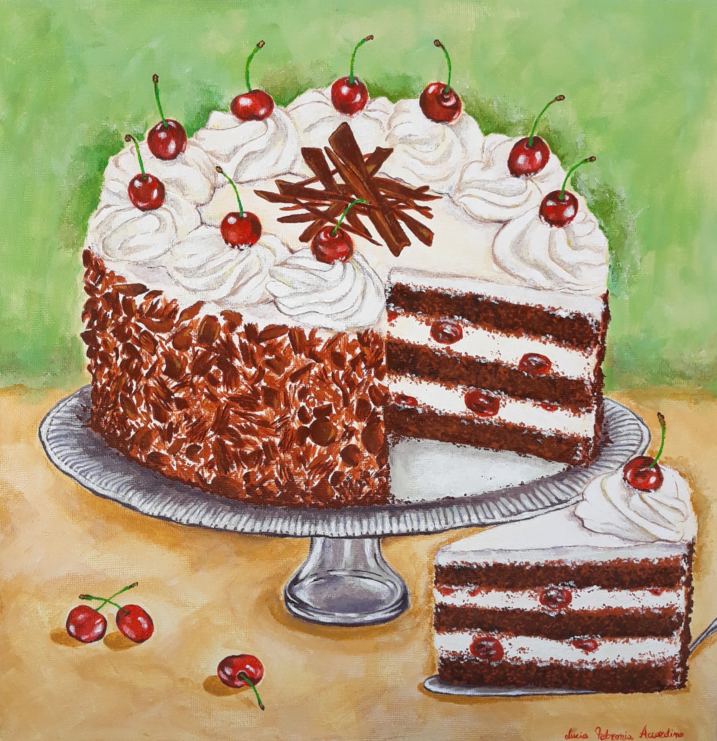 Black Forest Cake Cake Painting Pastry Chef Gifts Cake - Etsy