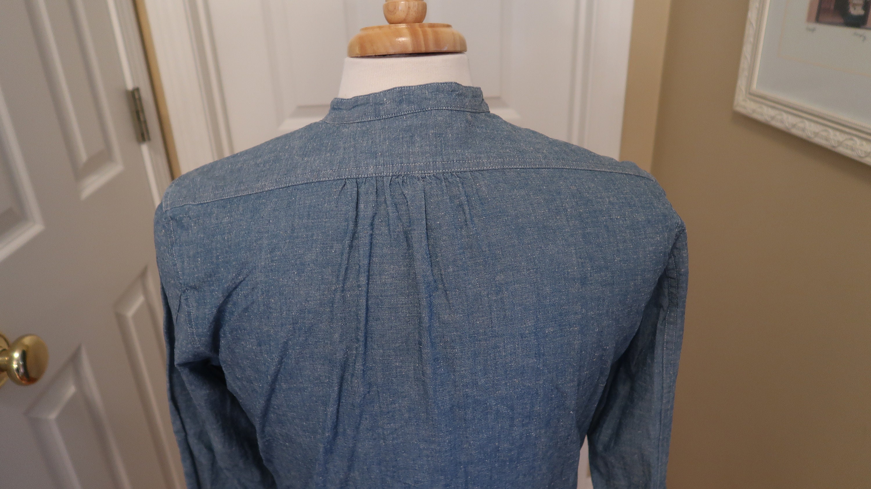 Bronson Chambray Selvage Conductor Collarlesss Shirt Lightweight ...