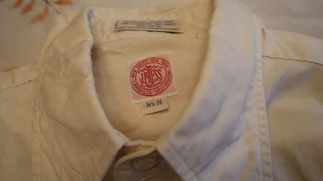 Vintage J Press OXFORD DRESS SHIRT Pale Yellow 16.5 X 35 - Amazing ...
