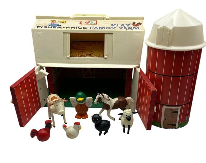 Fisher-price Vintage 80s Family Farm Play Set With Animals Barn Silo ...