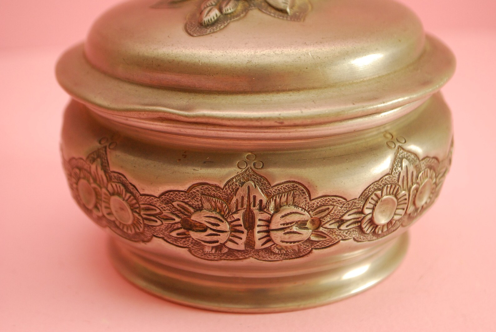 Vintage Pewter Jewelry Box Small Pewter Jewelry Box Round - Etsy