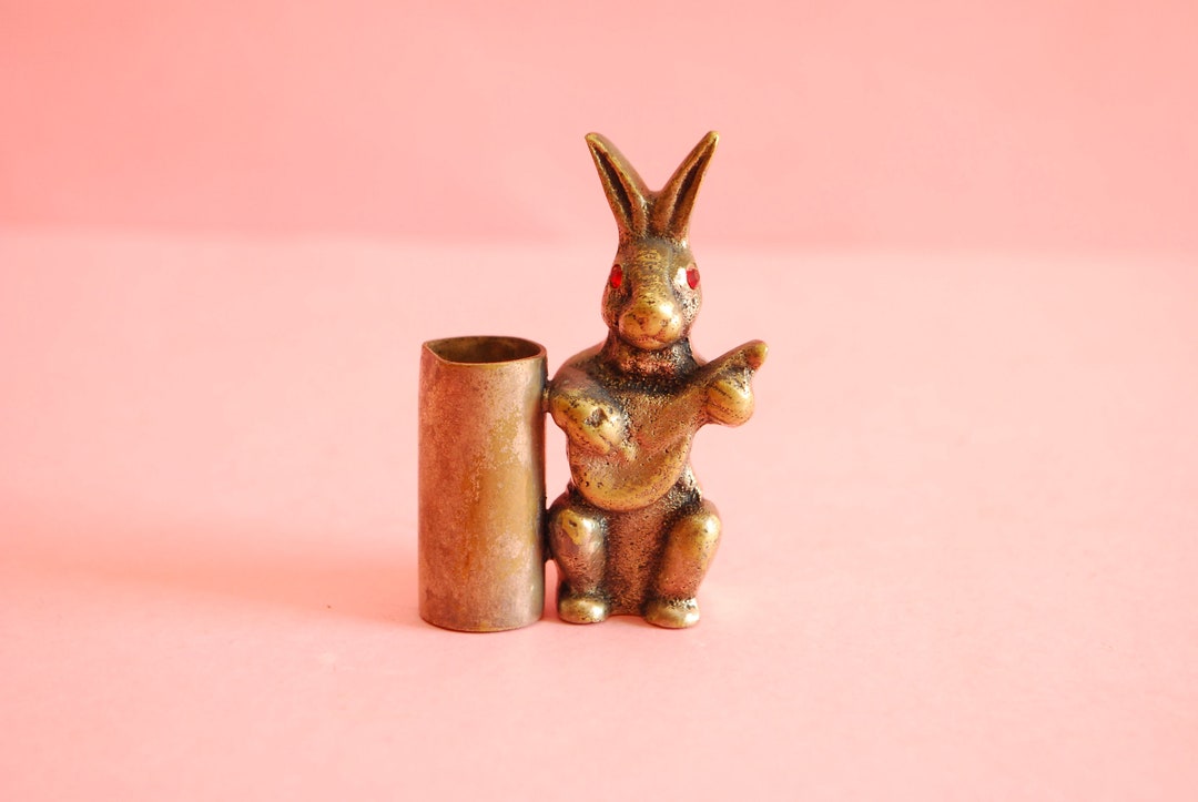 Vintage Brass Rabbit With Guitar Antique Pencil Holder Rabbit Shape - Etsy