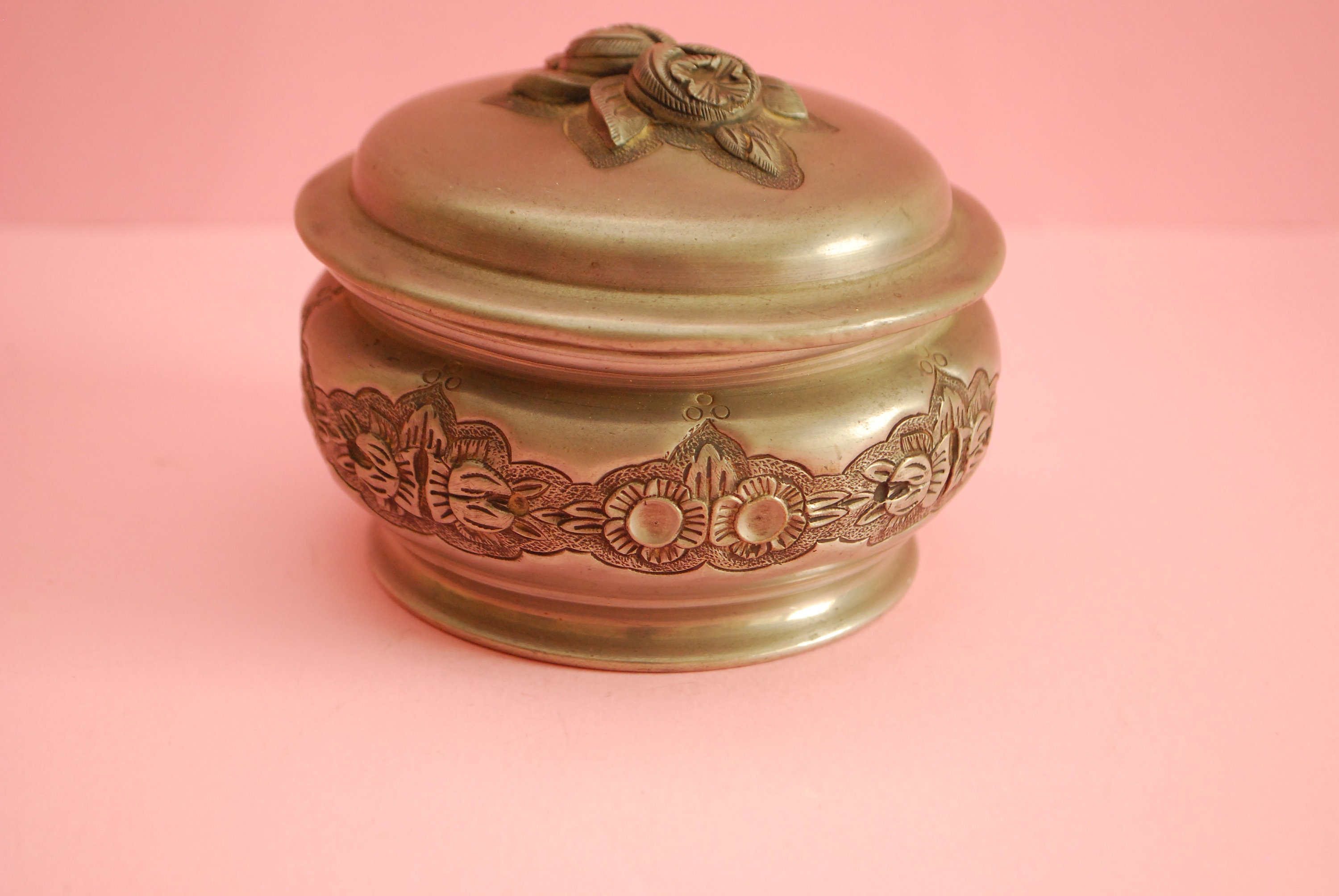 Vintage pewter jewelry box Small pewter Jewelry Box | Etsy