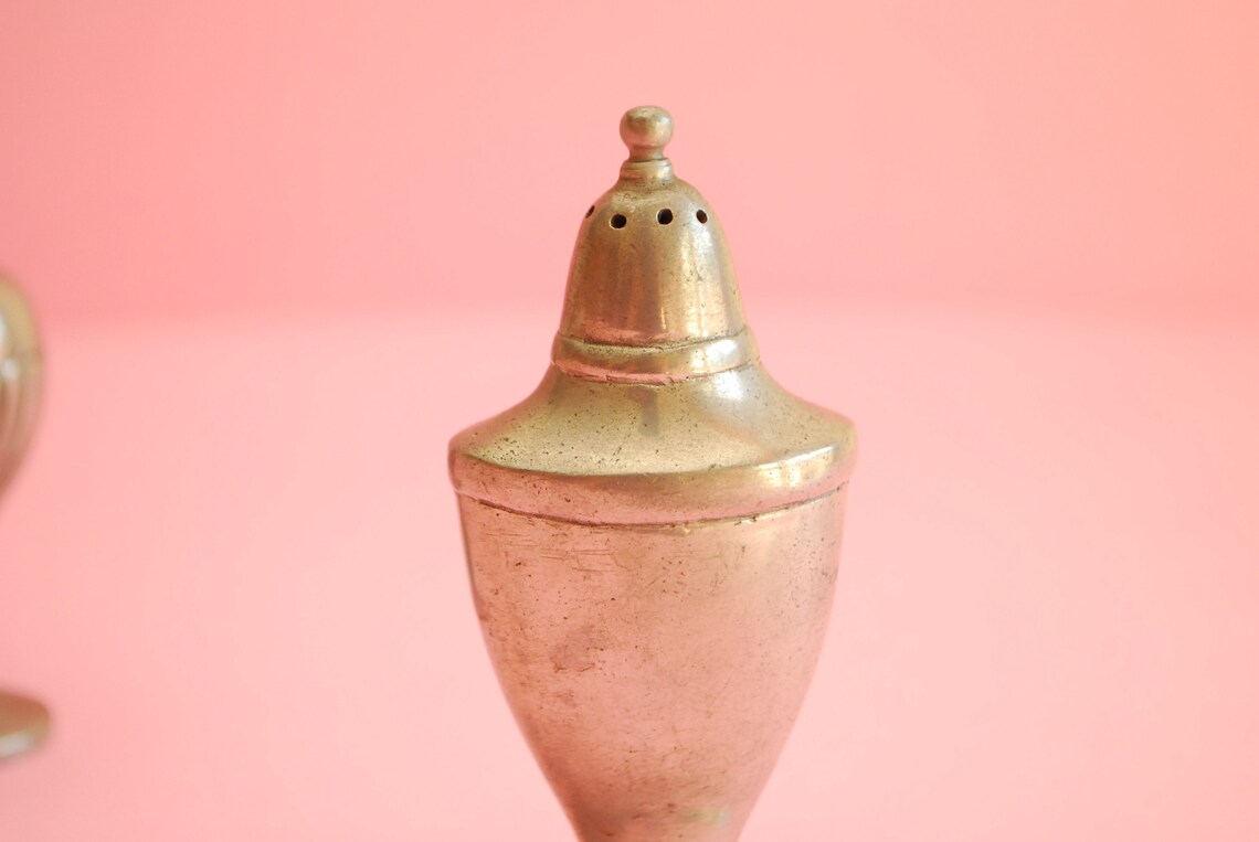 Vintage Pewter Salt and Pepper Shaker Antique Pewter Salt - Etsy
