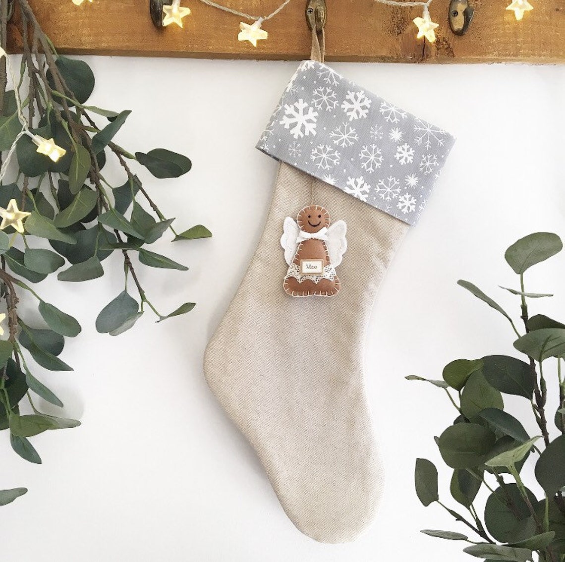 Personalised Christmas Stocking Rustic Stocking Natural | Etsy