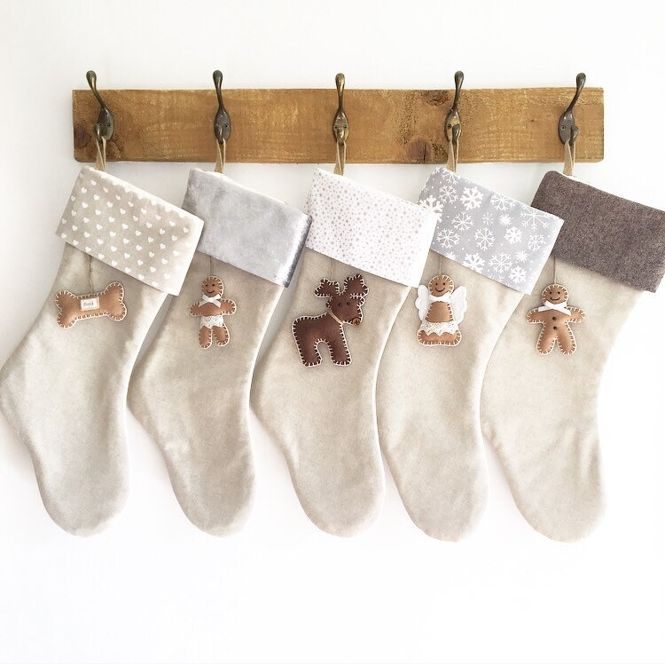 Personalised Christmas Stocking Rustic Stocking Natural | Etsy