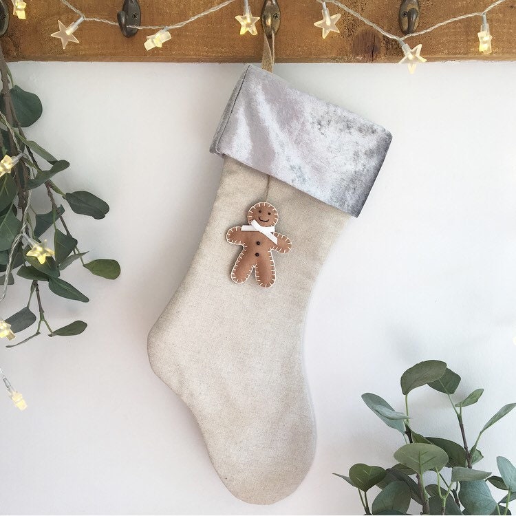 Personalised Christmas Stocking Rustic Stocking Natural | Etsy