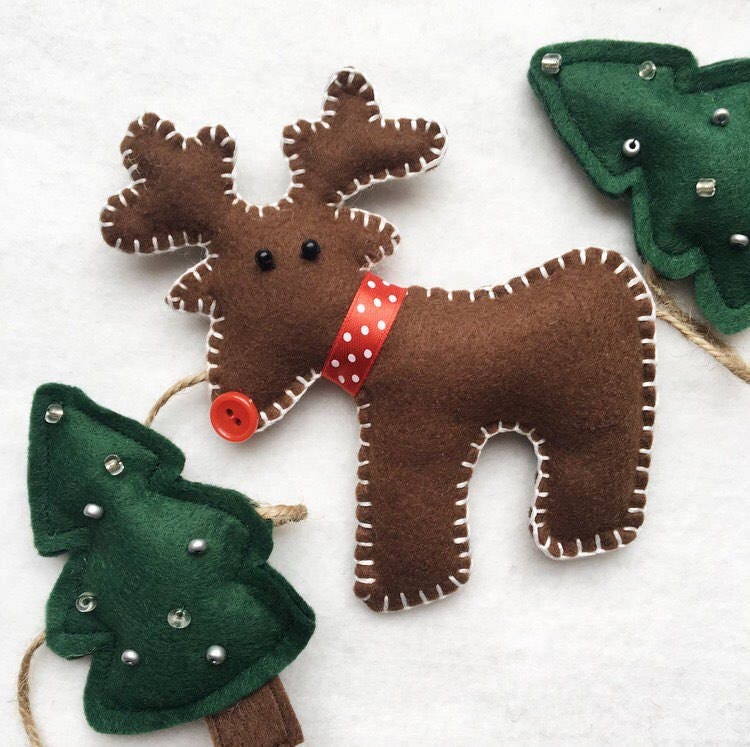 Reindeer Garland - Christmas Garland - Christmas Bunting - Felt ...